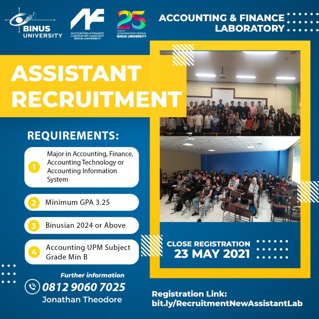 Accounting and Finance Assistant Recruitment – Accounting